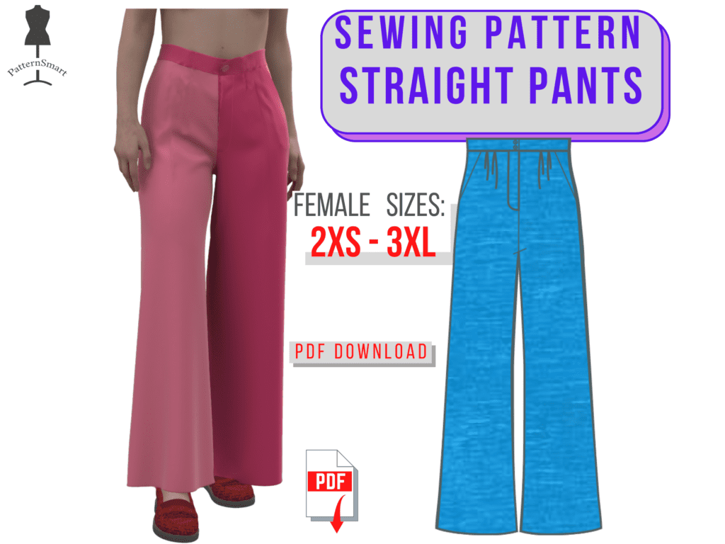Straight Pants Female Pattern PDF download to sew. Diy, Ice breaker ...